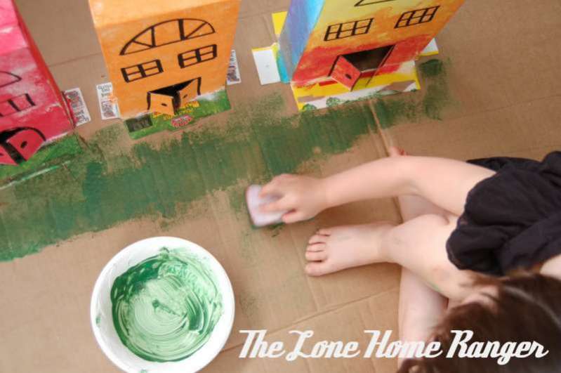 Cardboard Box Town Craft and Art for Kids