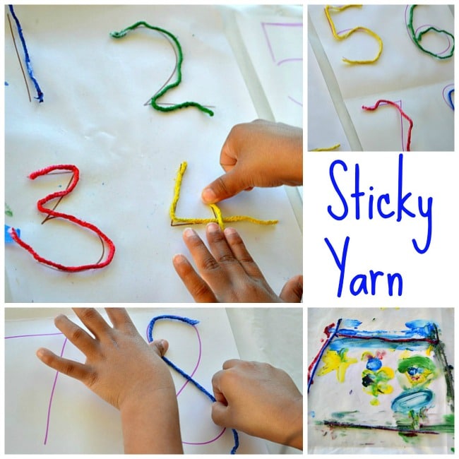 Sticky Yarn Fine Motor Math from Blog Me Mom