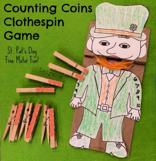 St. Patrick's Day Clothespin Counting Game from Lalymom