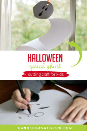 Spiral Ghost Craft for Halloween with Cutting Practice | HOAWG