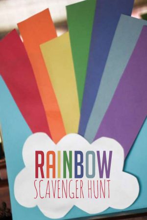 Colorful Rainbow Scavenger Hunt with Printable Clues for Easy Setup