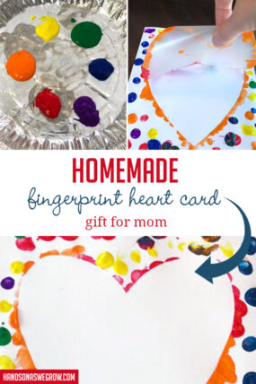 Fingerprint Heart Card Homemade Gift for Mom | Hands On As We Grow®