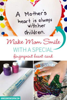Fingerprint Heart Card Homemade Gift for Mom | Hands On As We Grow®