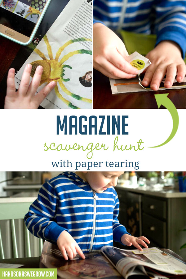Magazine Scavenger Hunt with Paper Tearing | Hands On As We Grow®