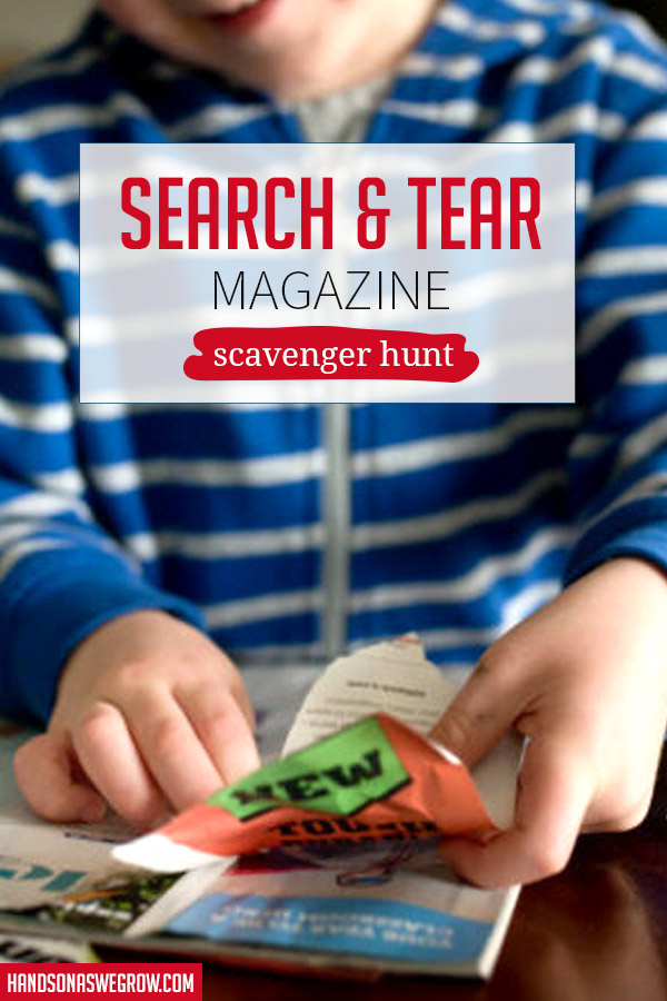 Magazine Scavenger Hunt with Paper Tearing | Hands On As We Grow®