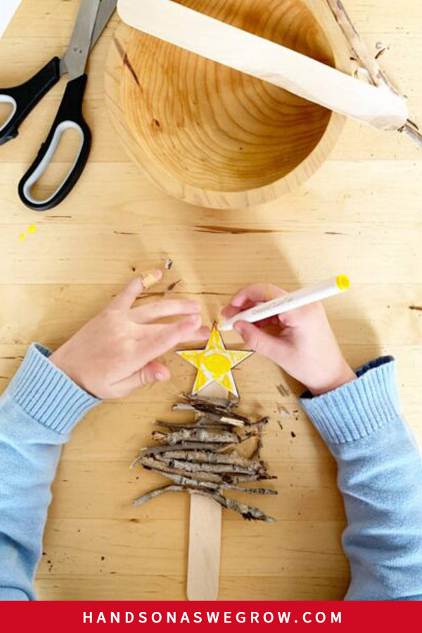 Easy & Fun Christmas DIY Rustic Stick Tree Ornament for Kids | HOAWG
