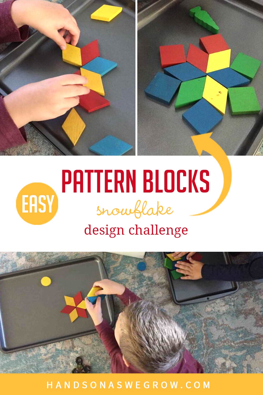Pattern Blocks Snowflake Designs Activity Challenge | HOAWG
