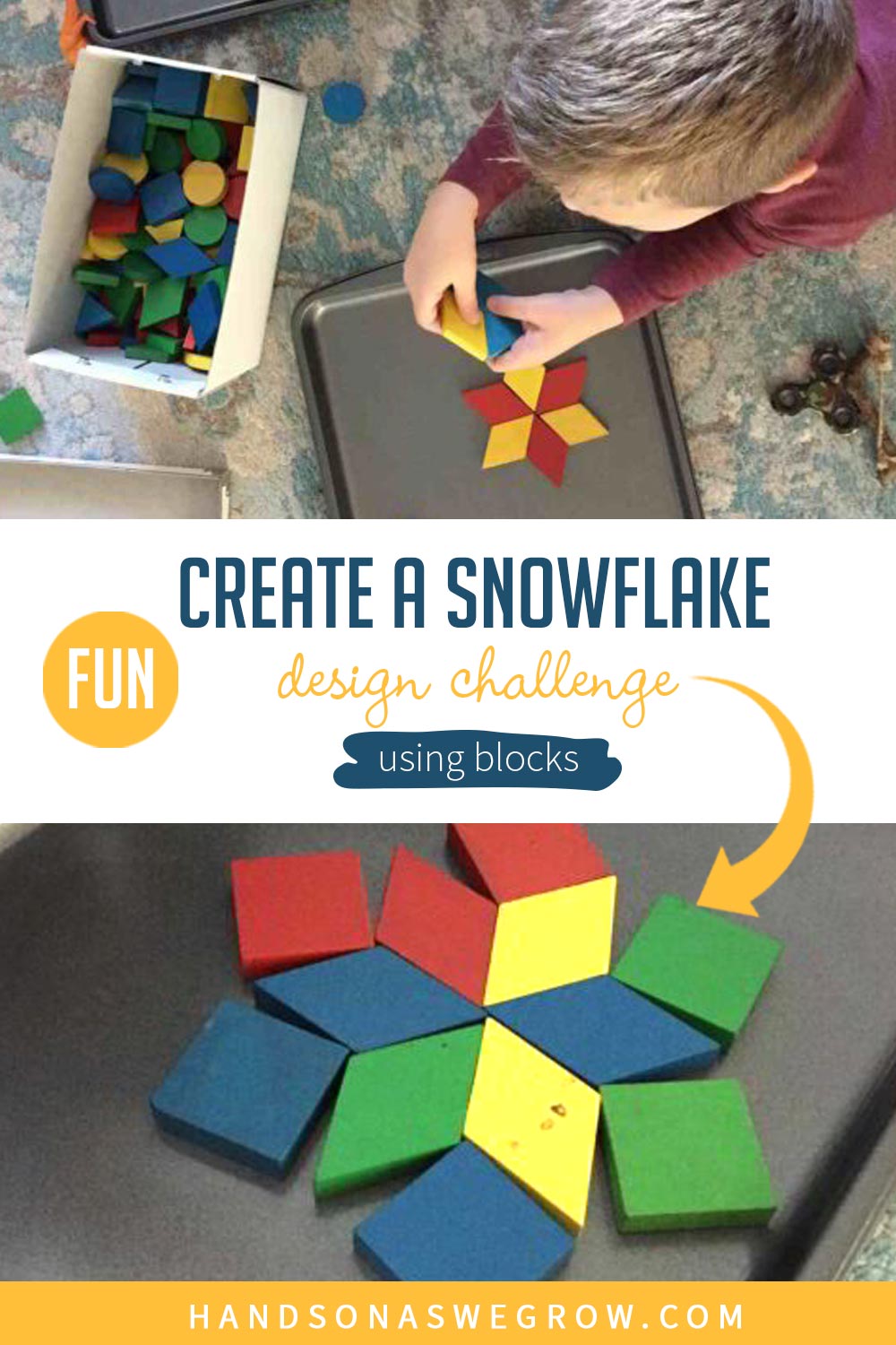 Pattern Blocks Snowflake Designs Activity Challenge | HOAWG