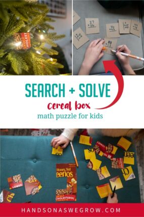 Simple Cereal Box Math Puzzle Search and Solve for Kids | HOAWG
