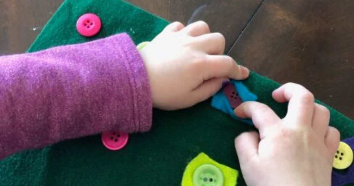 Simple, No-Sew DIY Buttoning Board Activity - Hands On As We Grow®