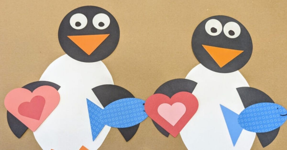 Shape Penguin Craft Kids Will Love for Valentine's Day - HOAWG