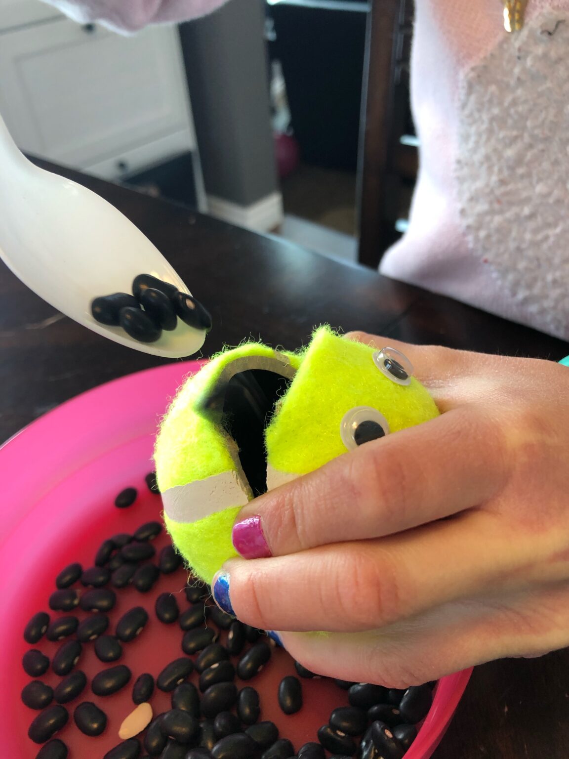 CHOMP! Feed the Tennis Ball Pac-Man! A Squeezing Fine Motor Activity