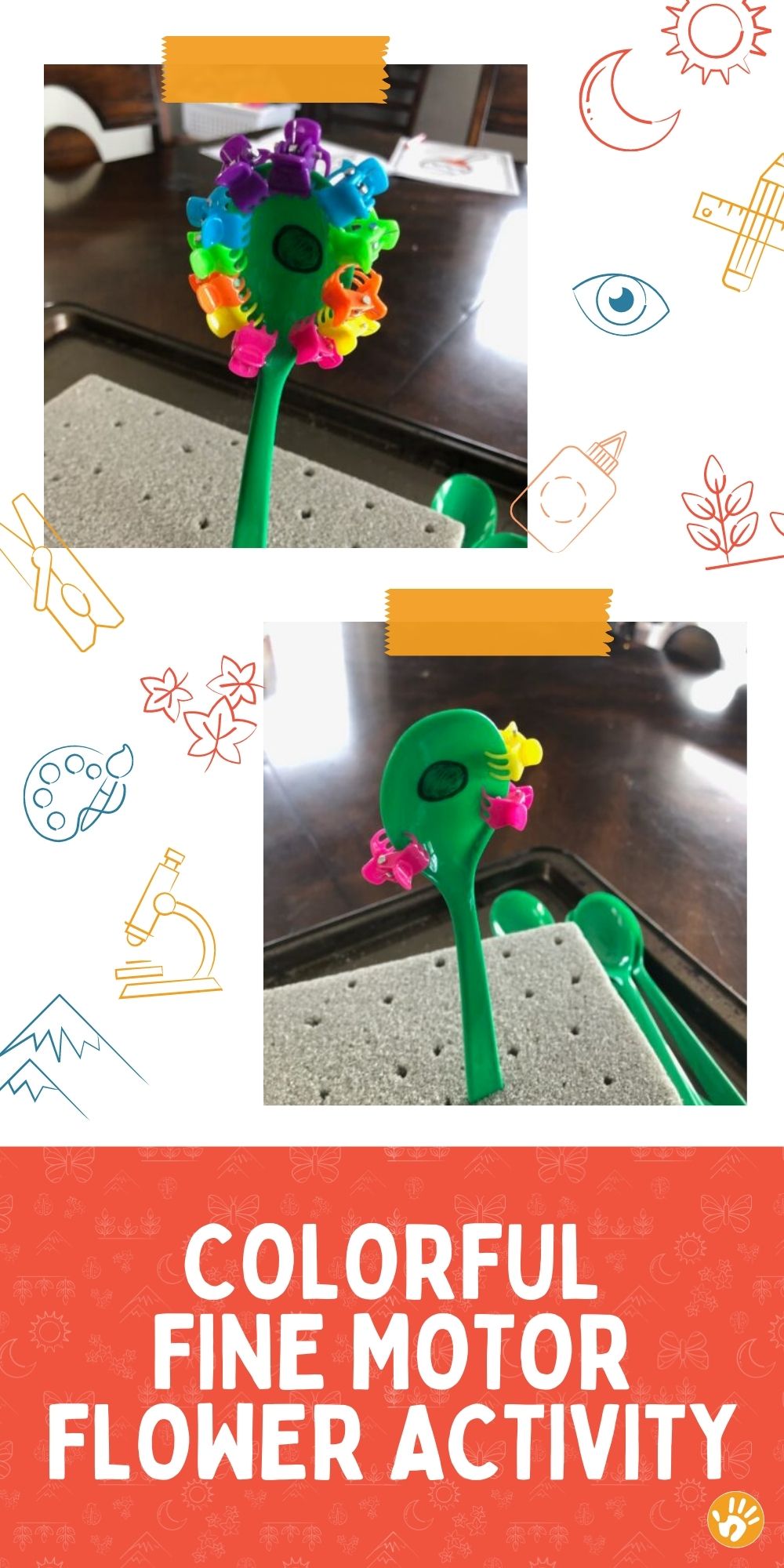 Fine Motor Flower Activity with Hair Clips or Clothespins! Pinch & Pattern!