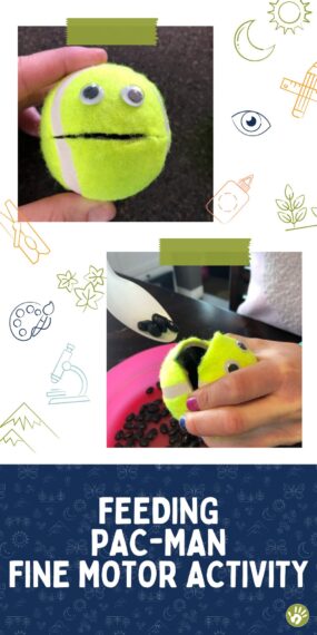 CHOMP! Feed the Tennis Ball Pac-Man! A Squeezing Fine Motor Activity