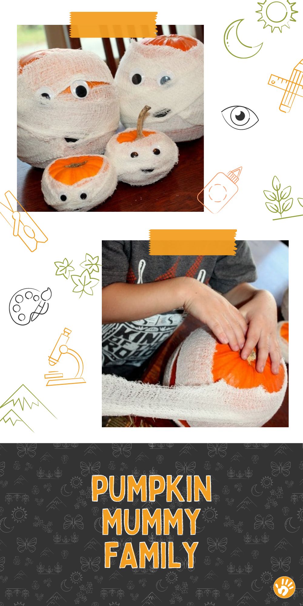 Create a Family of Pumpkin Mummies for a Halloween Craft for Kids