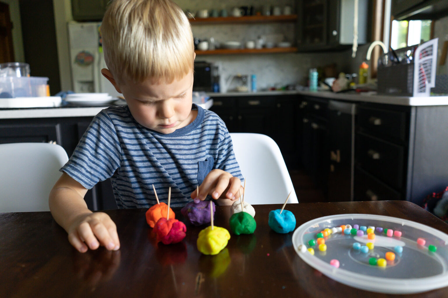 Creative Color Sorting Activity to Make with Play Dough, Beads, and ...