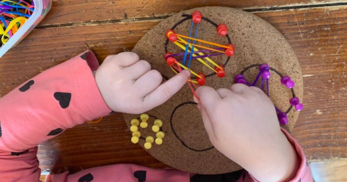 Easy DIY Geoboard for Toddlers to Make Stars & Simple Shapes