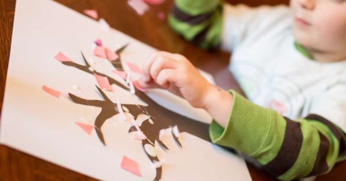 Sparkly Spring Tree Craft for Toddlers to Make - Hands On As We Grow®