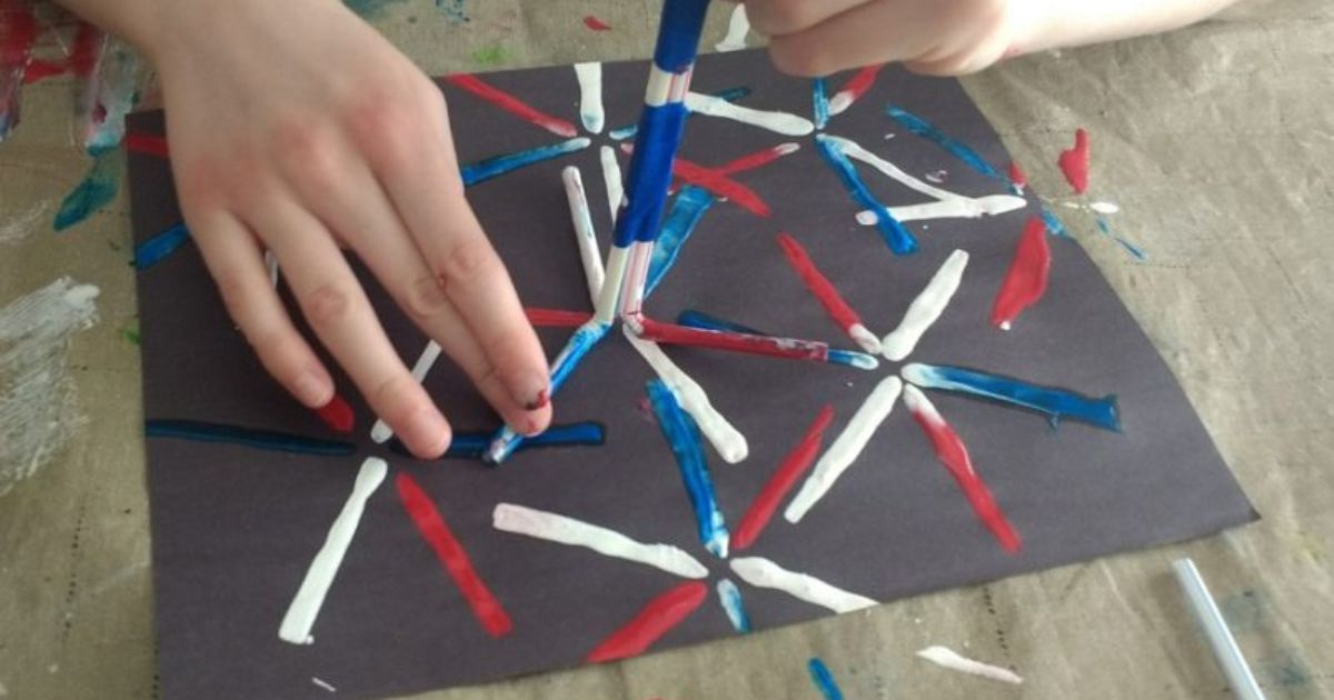 Fizzling Fireworks Painting with Straws: Bursting, Dazzling & Easy!